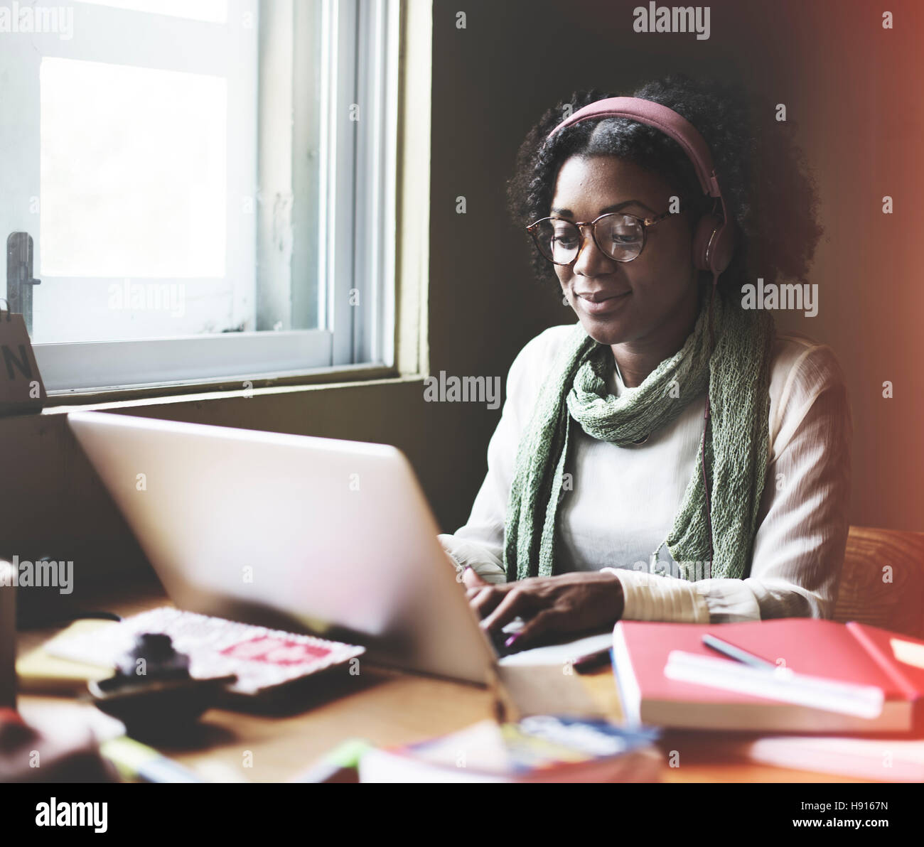 Woman Connection Computer Networking Wireless Concept Stock Photo - Alamy