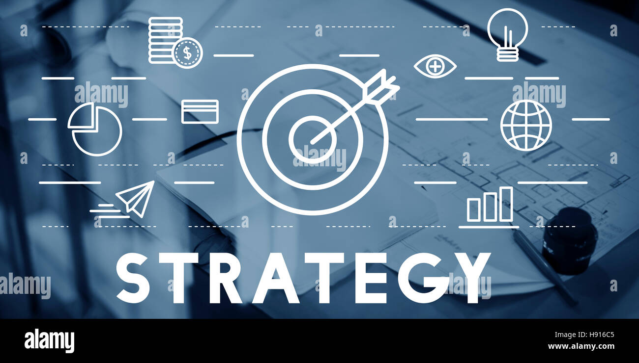 Strategy Target Mission Objective Graphics Concept Stock Photo - Alamy