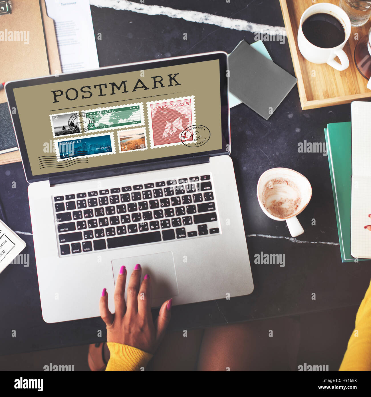 Postal Postage Mail Package Stamp Concept Stock Photo - Alamy