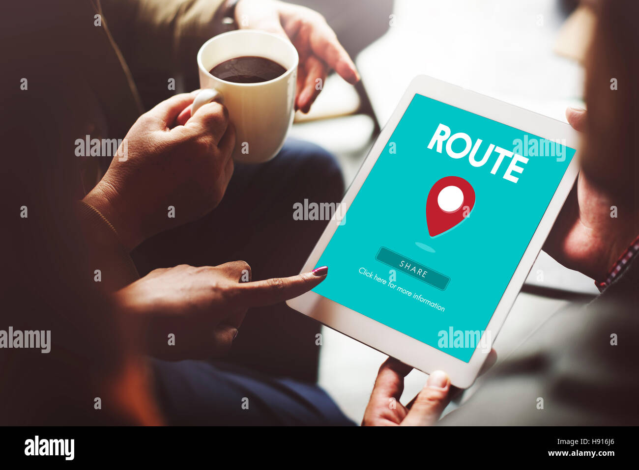Route Map Navigation Track Places Concept Stock Photo - Alamy