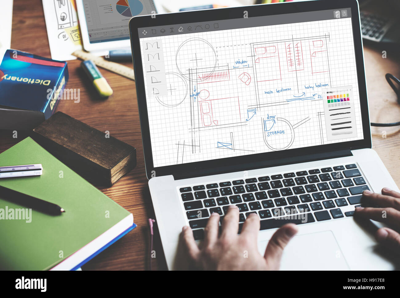 Architecture Plan Blueprint Layout Work Concept Stock Photo - Alamy