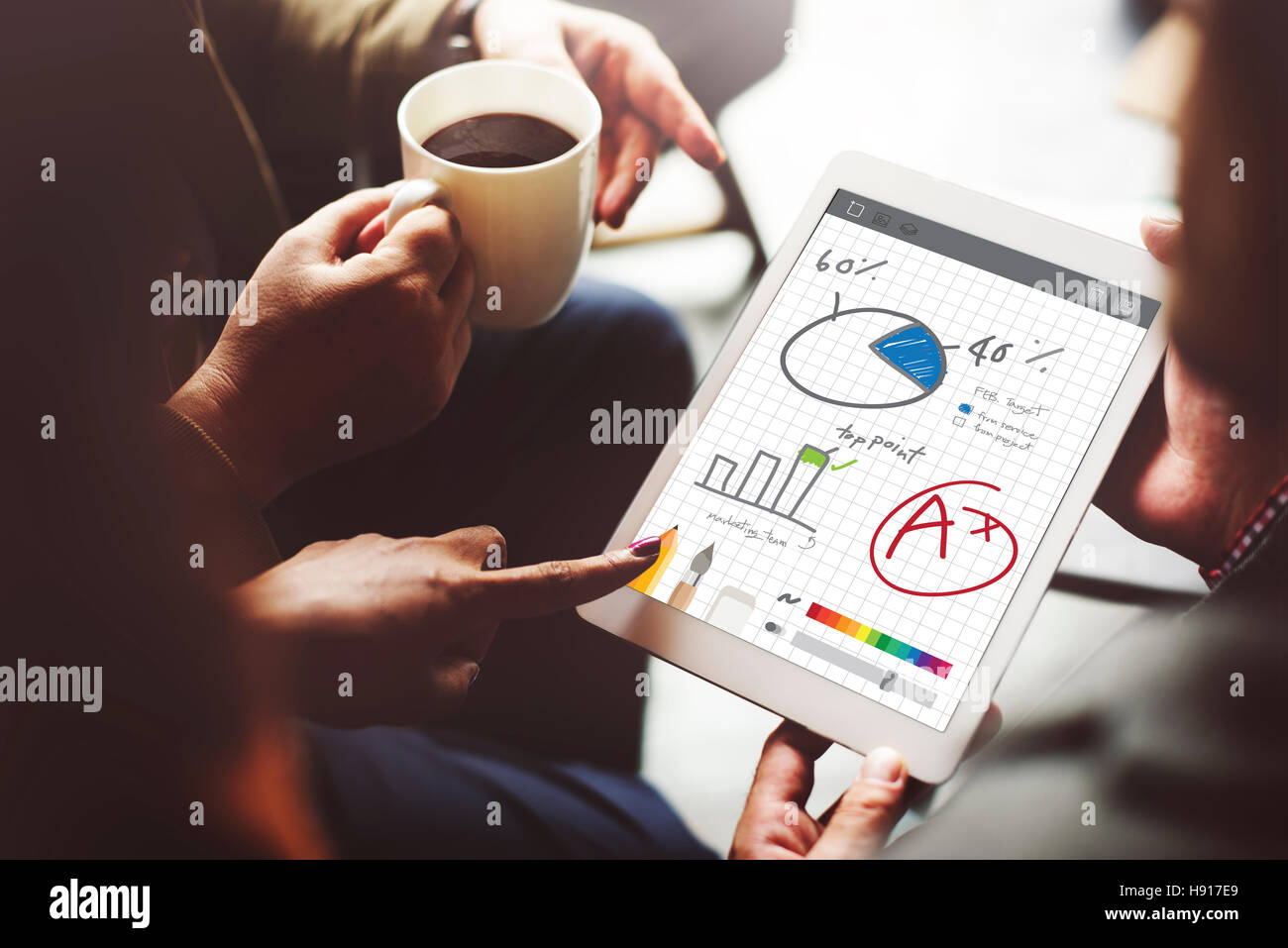 Pie Chart Graph Analysing Data Concept Stock Photo - Alamy