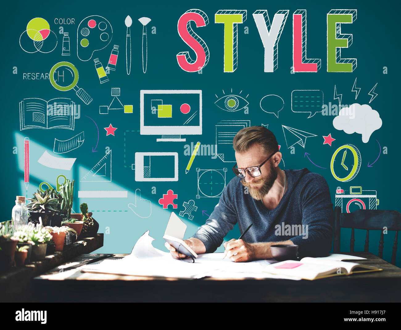 Style Character Chic Fashionista Hipster Design Concept Stock Photo - Alamy