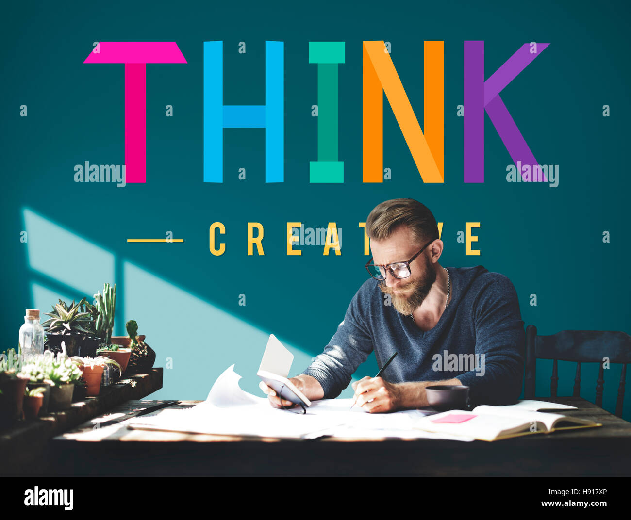 Think Thoughtful Visionary Creative Determination Concept Stock Photo ...