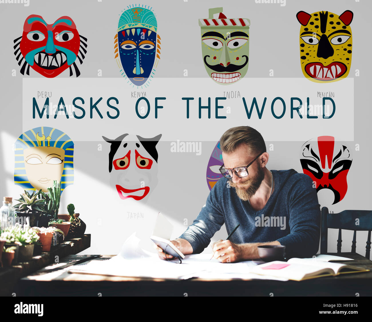 Cultural Traditional Masks Global Concept Stock Photo - Alamy