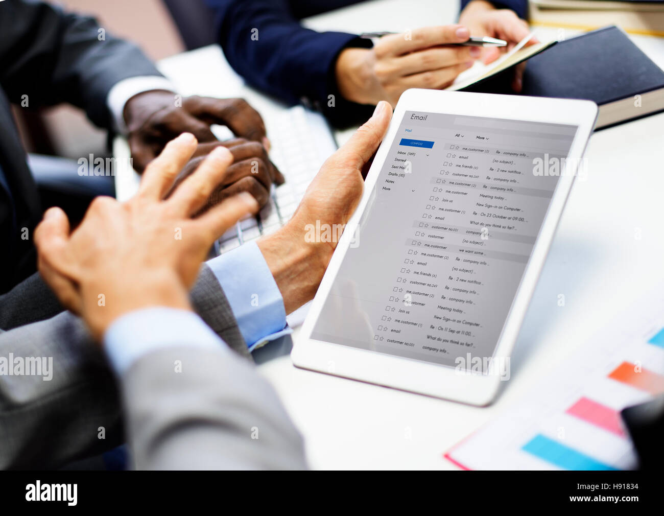 Business People Team Meeting DIscussion Email Connection Concept Stock ...