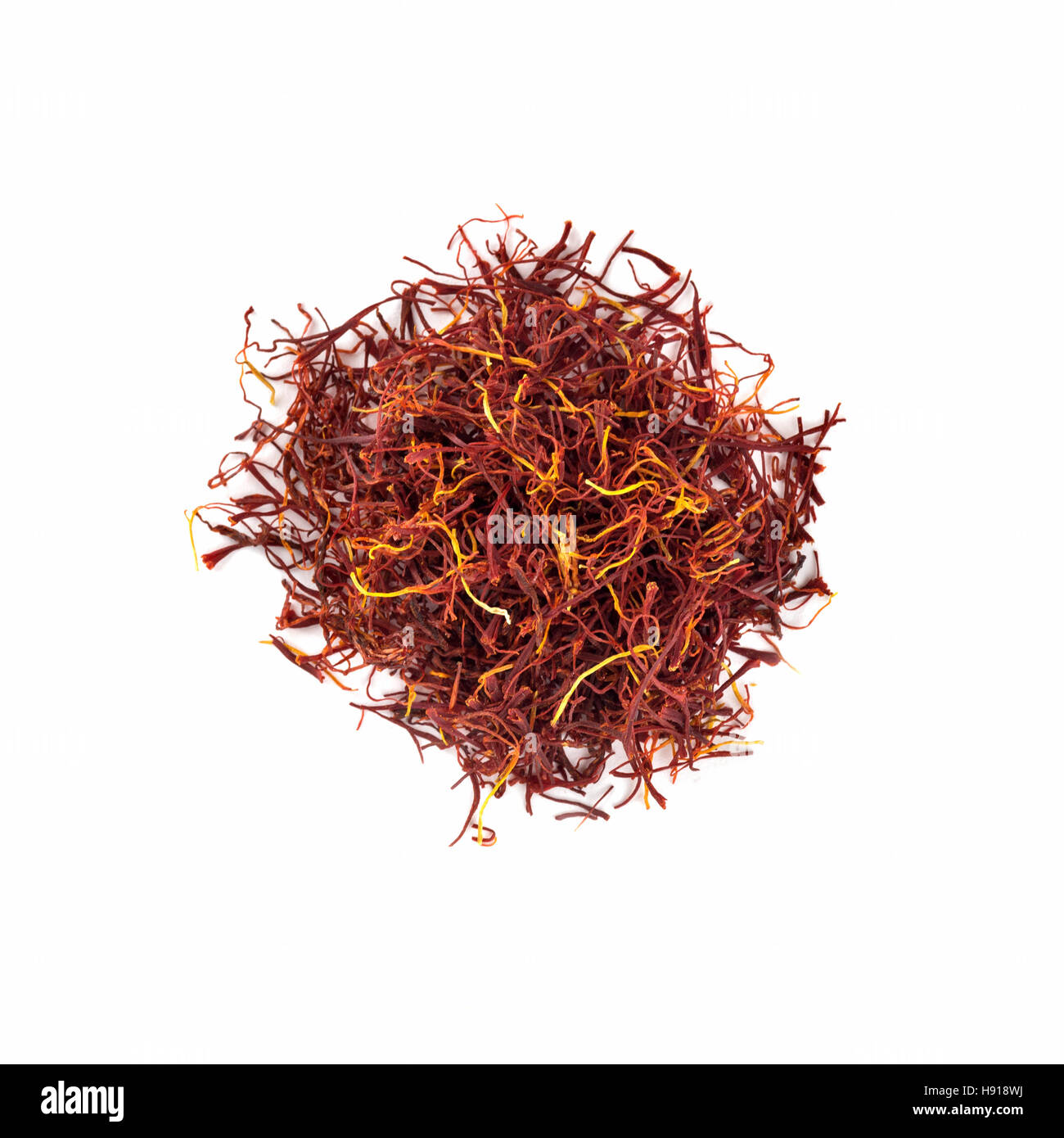 Saffron shot from above on an isolated white background Stock Photo - Alamy