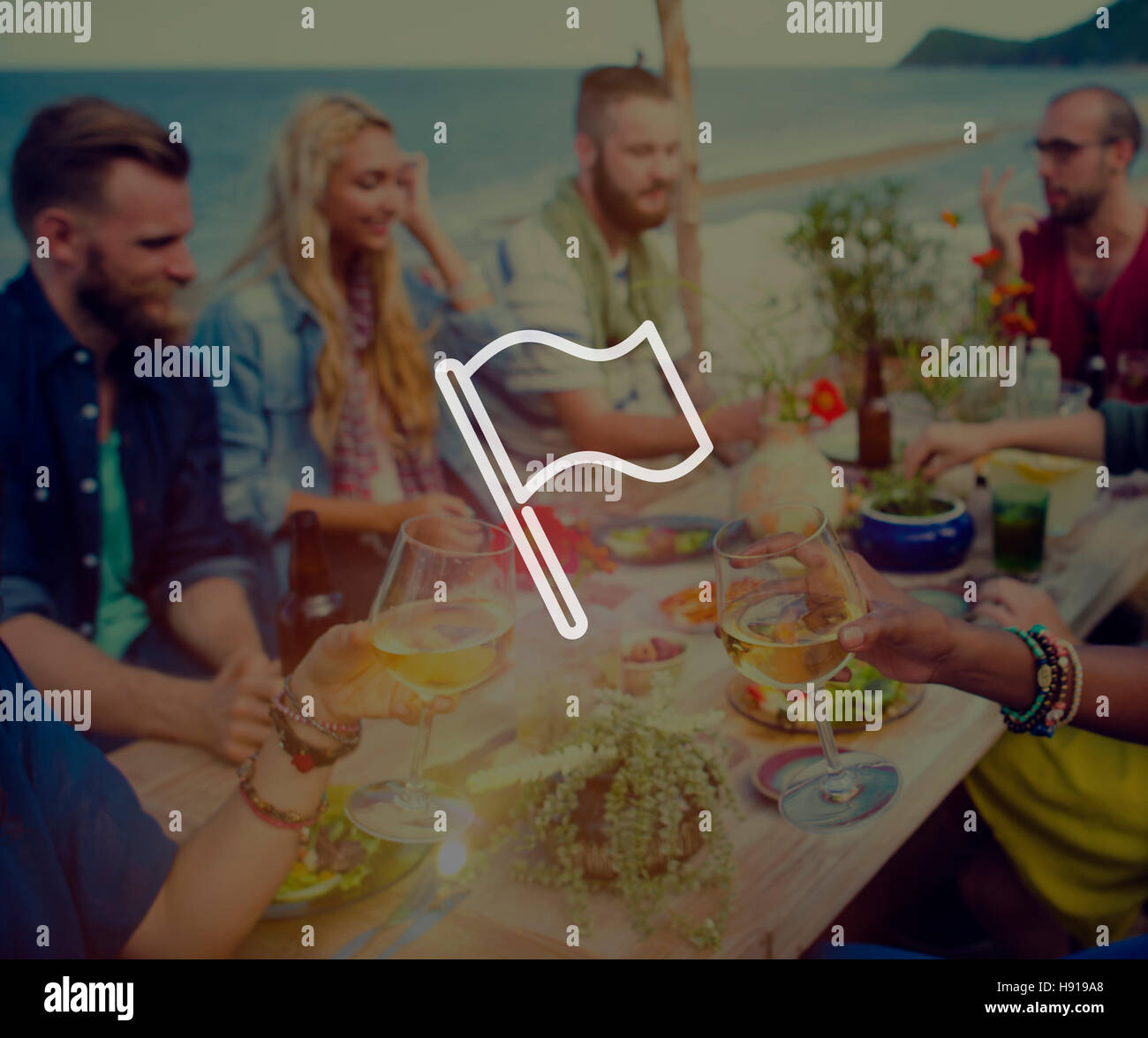 Flag Mark Pointing Marker Location Destination Concept Stock Photo - Alamy