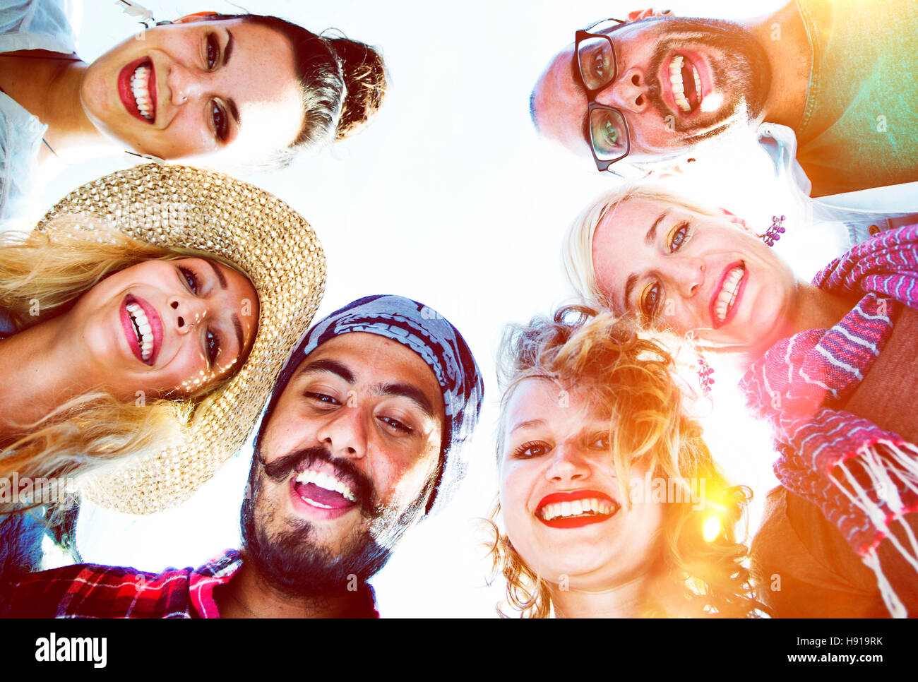 Friendship Huddle Happiness Beach Summer Concept Stock Photo - Alamy