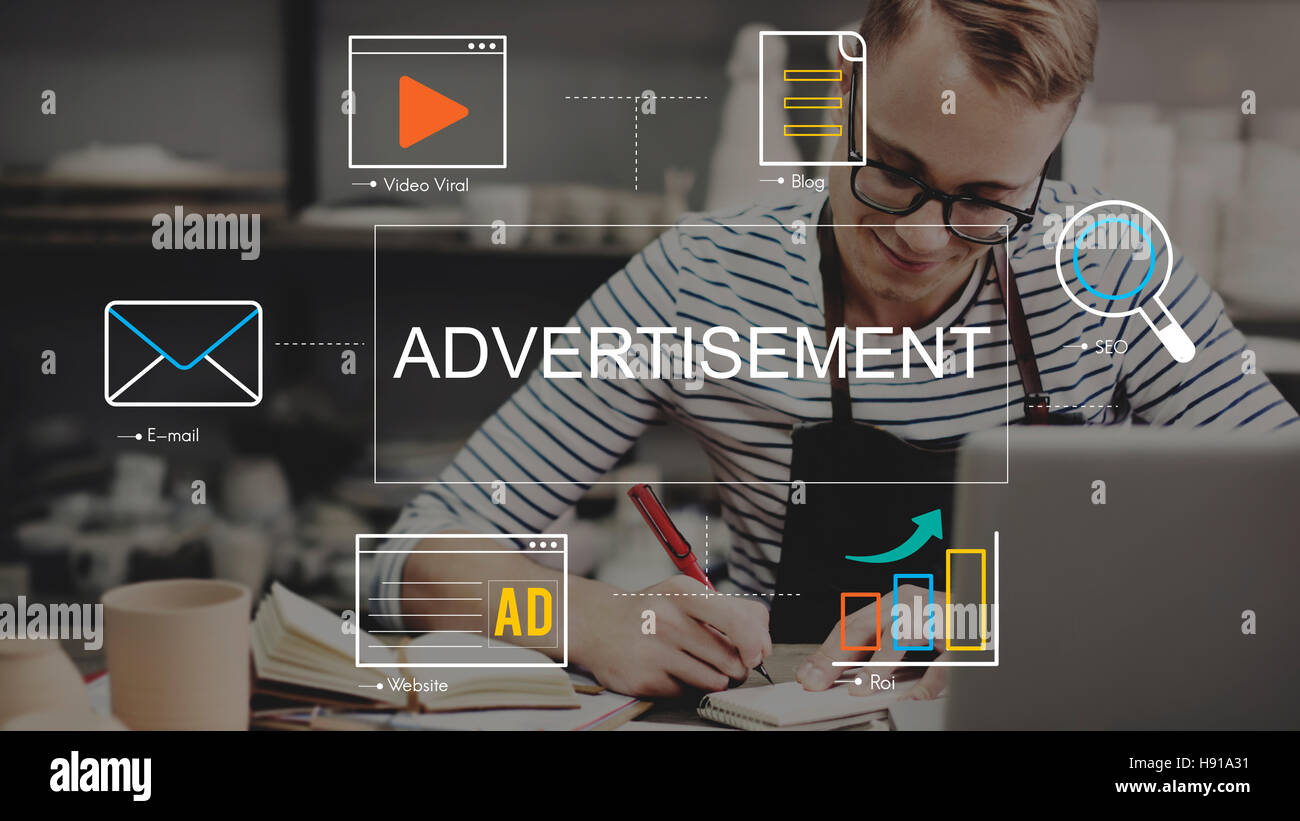 Social Media Advertisement Connection Concept Stock Photo - Alamy