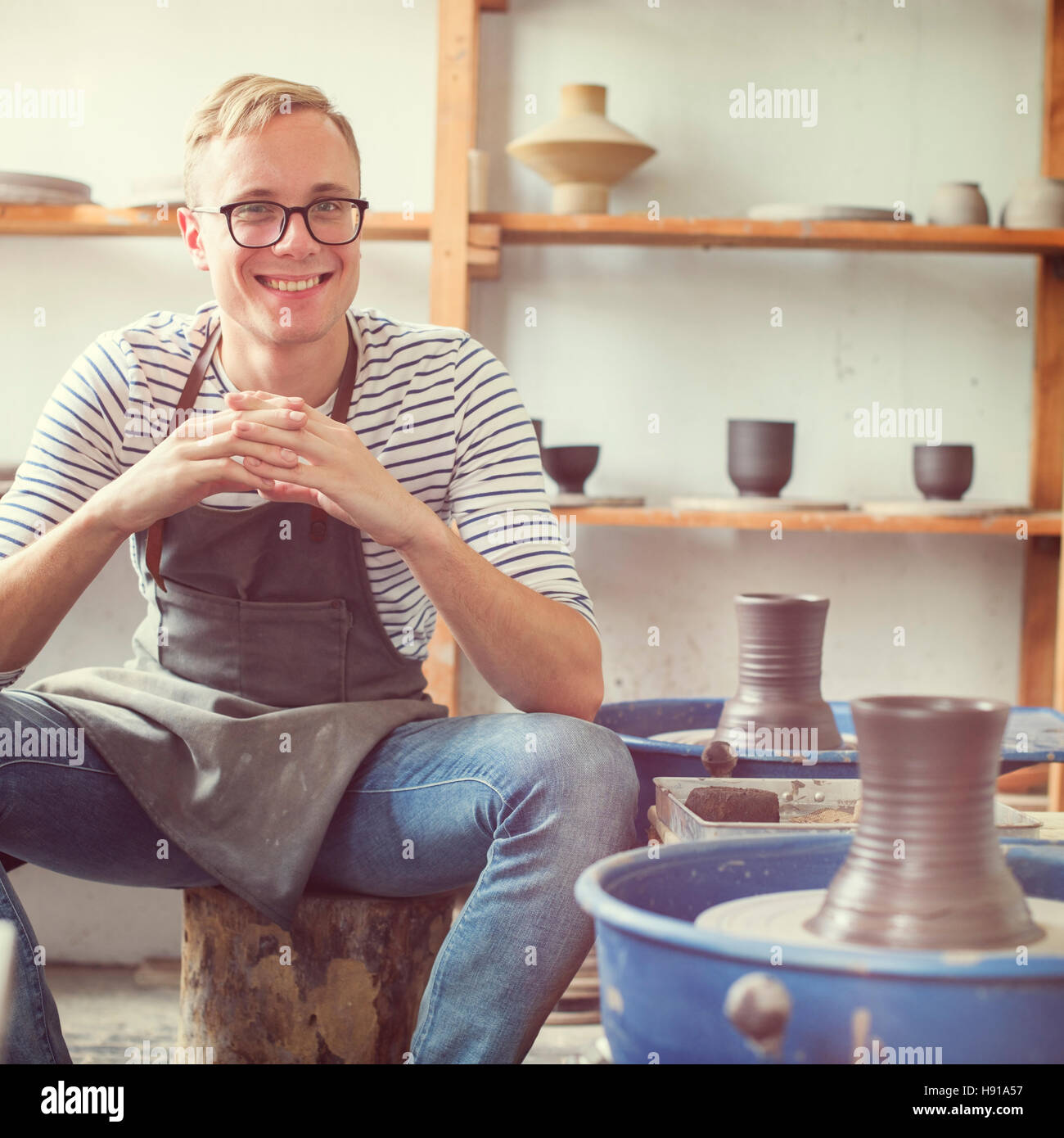 Craftsman Clay Pottery Creativity Concept Stock Photo - Alamy