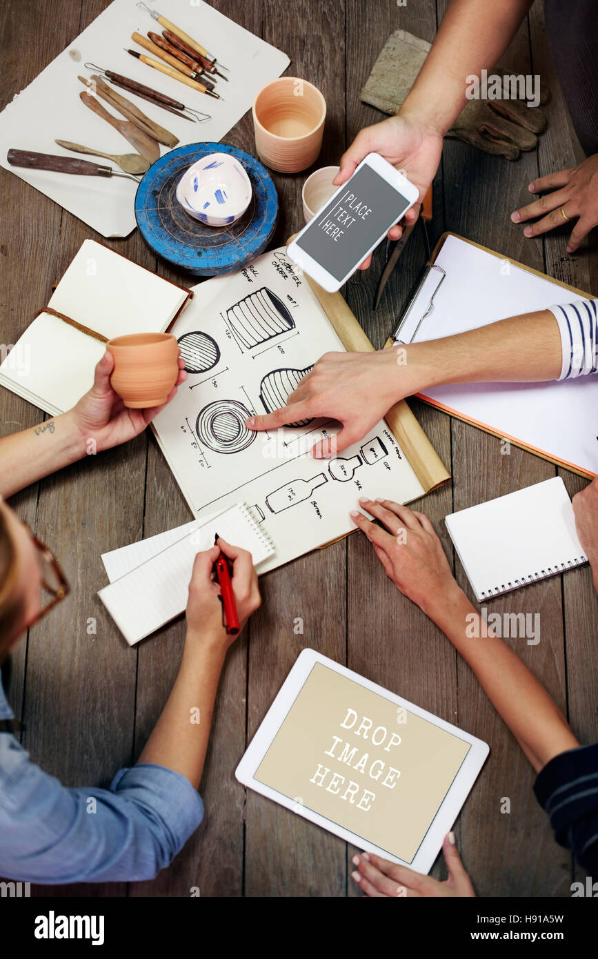 Drawing Ideas Model Craftsman Handy Concept Stock Photo - Alamy
