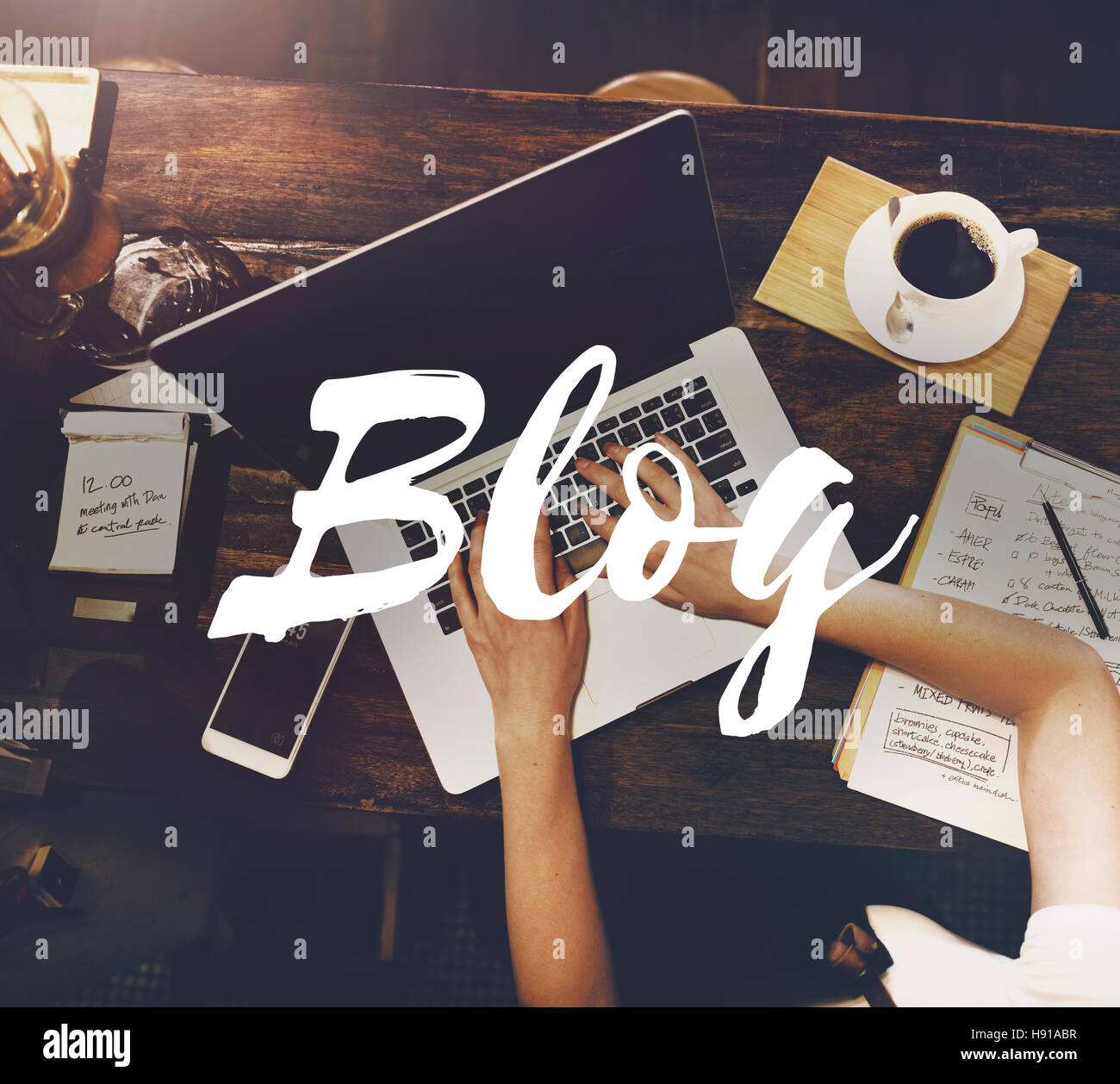 Blog Social Media Information Connect Concept Stock Photo - Alamy