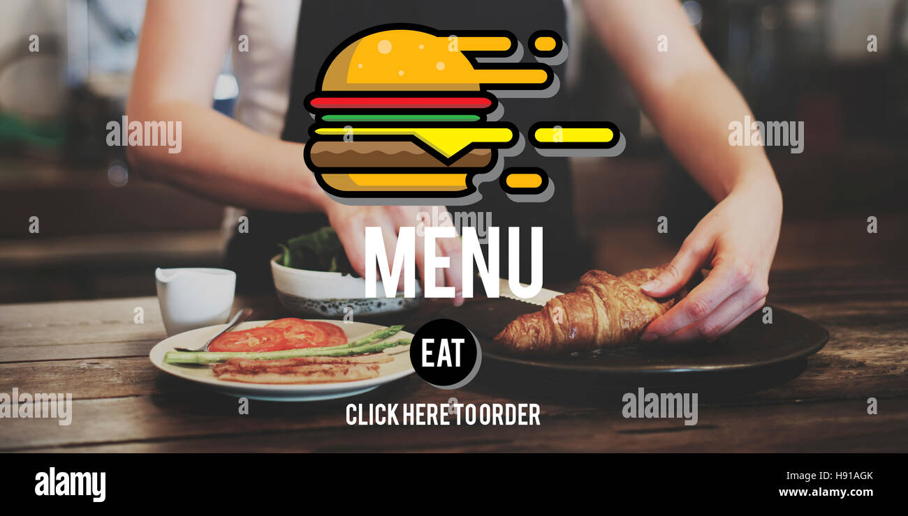 Menu Restaurant Order Now Online Burger Fast Food Concept Stock Photo ...