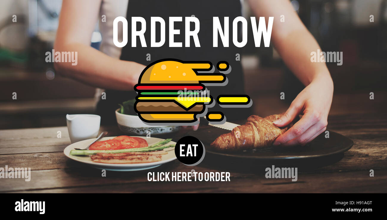 Menu Restaurant Order Now Online Burger Fast Food Concept Stock Photo ...