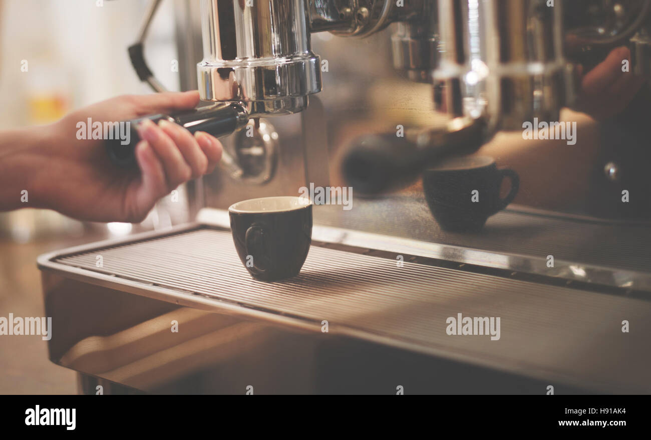Coffee Machine Portafilter Steam Barista Shop Concept Stock Photo - Alamy