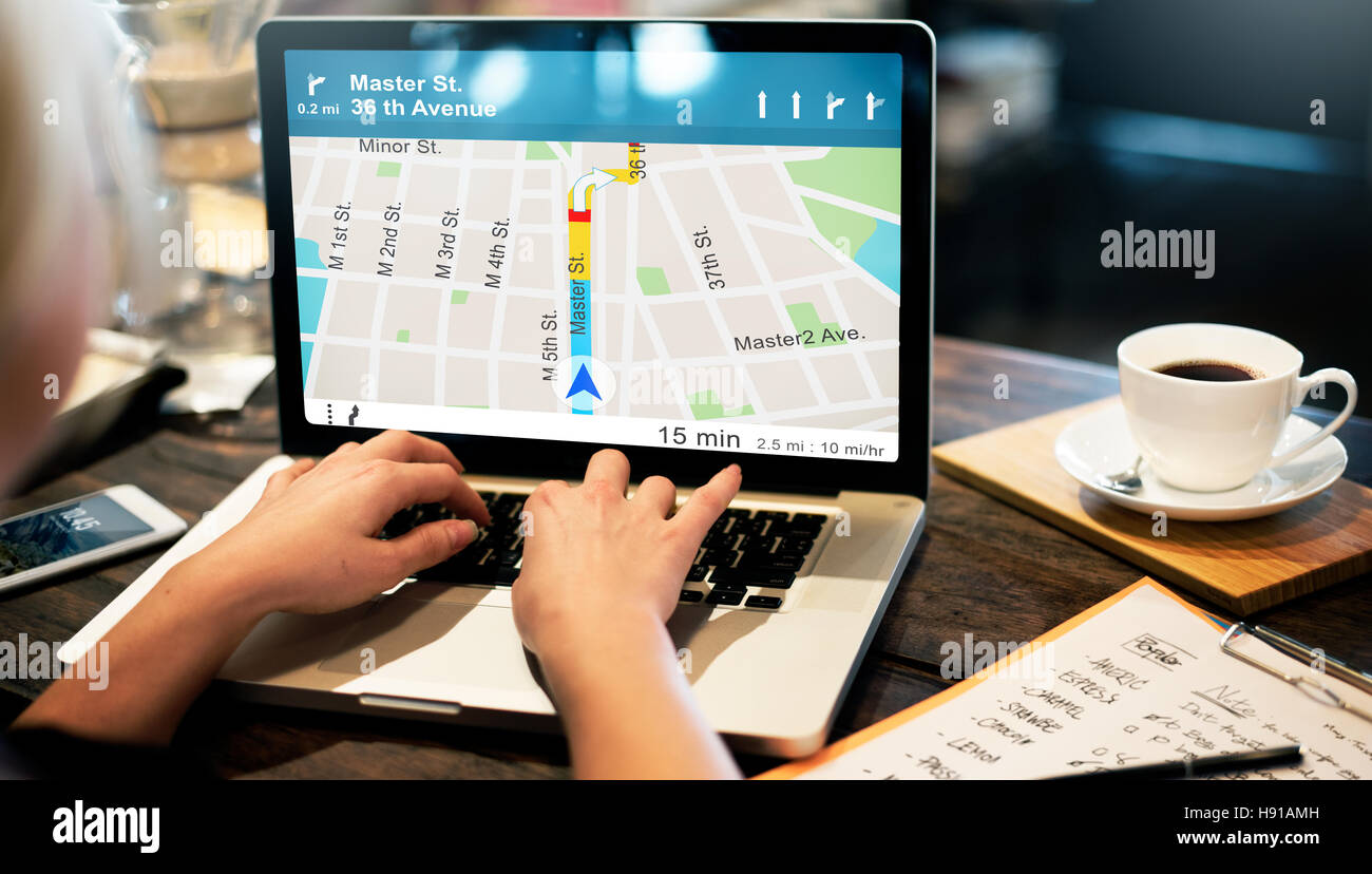 GPS Navigation Directions Location Map Concept Stock Photo - Alamy