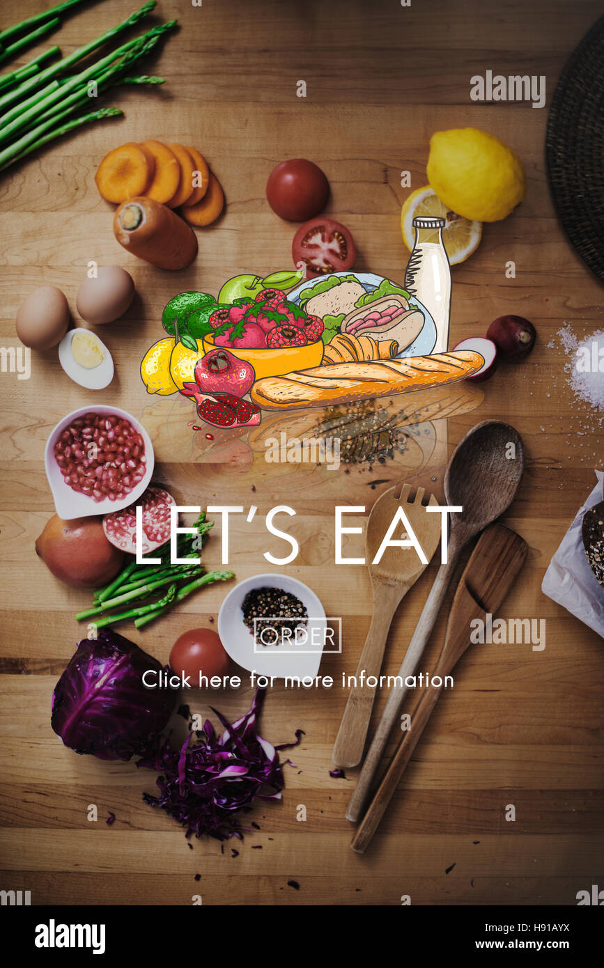 Lets Eat Dinner Eating Dining Food Nutrition Concept Stock Photo - Alamy