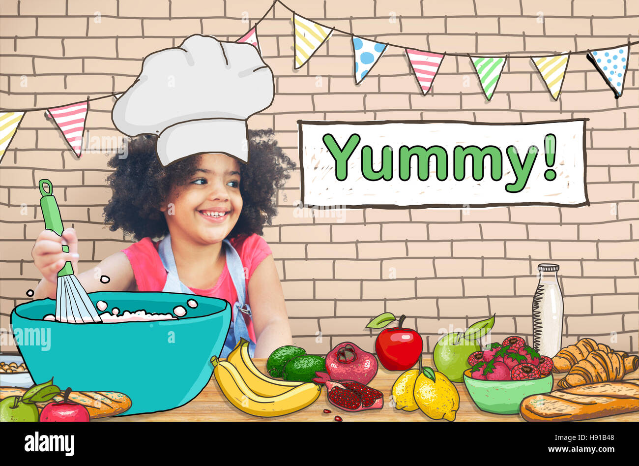 Yummy Delicious Cooking Little Kid Chef Concept Stock Photo - Alamy