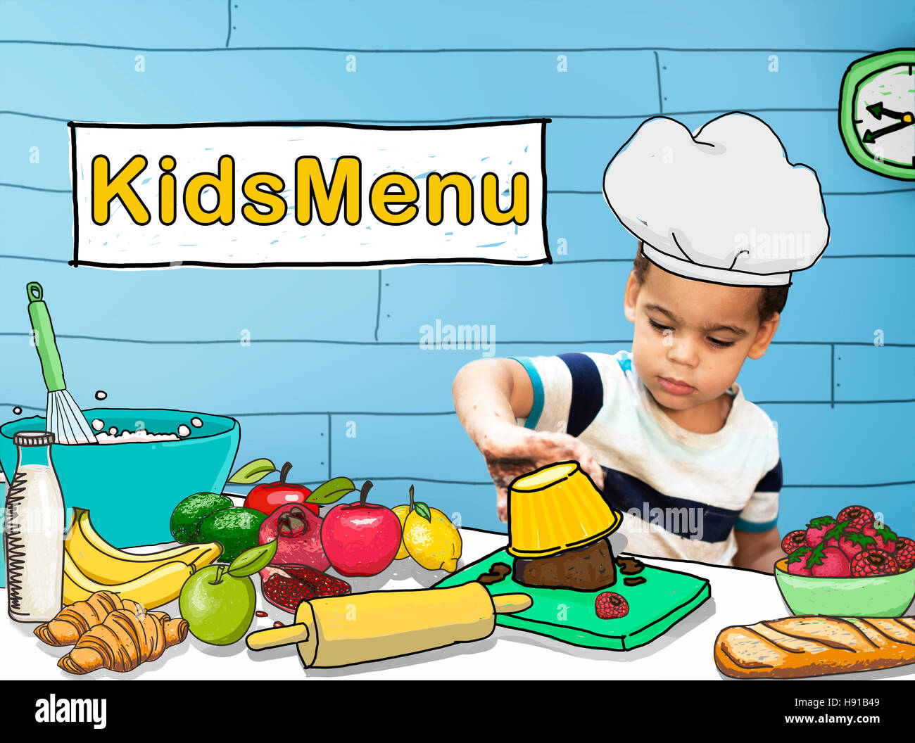 Kids Menu Cooking Child Culinary Food Concept Stock Photo - Alamy