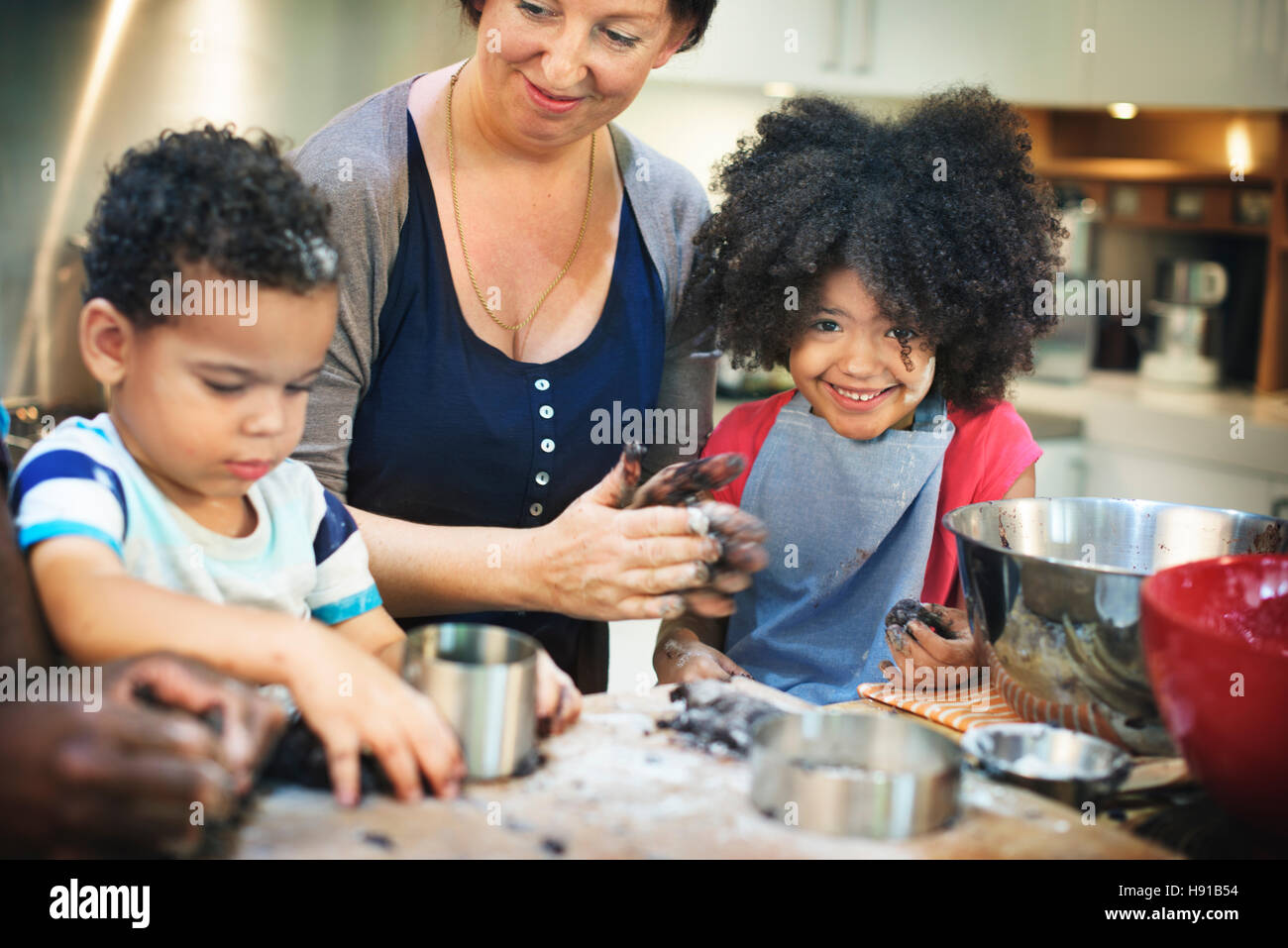 Kids Cooking Baking Cookies Kitchen Concept Stock Photo - Alamy