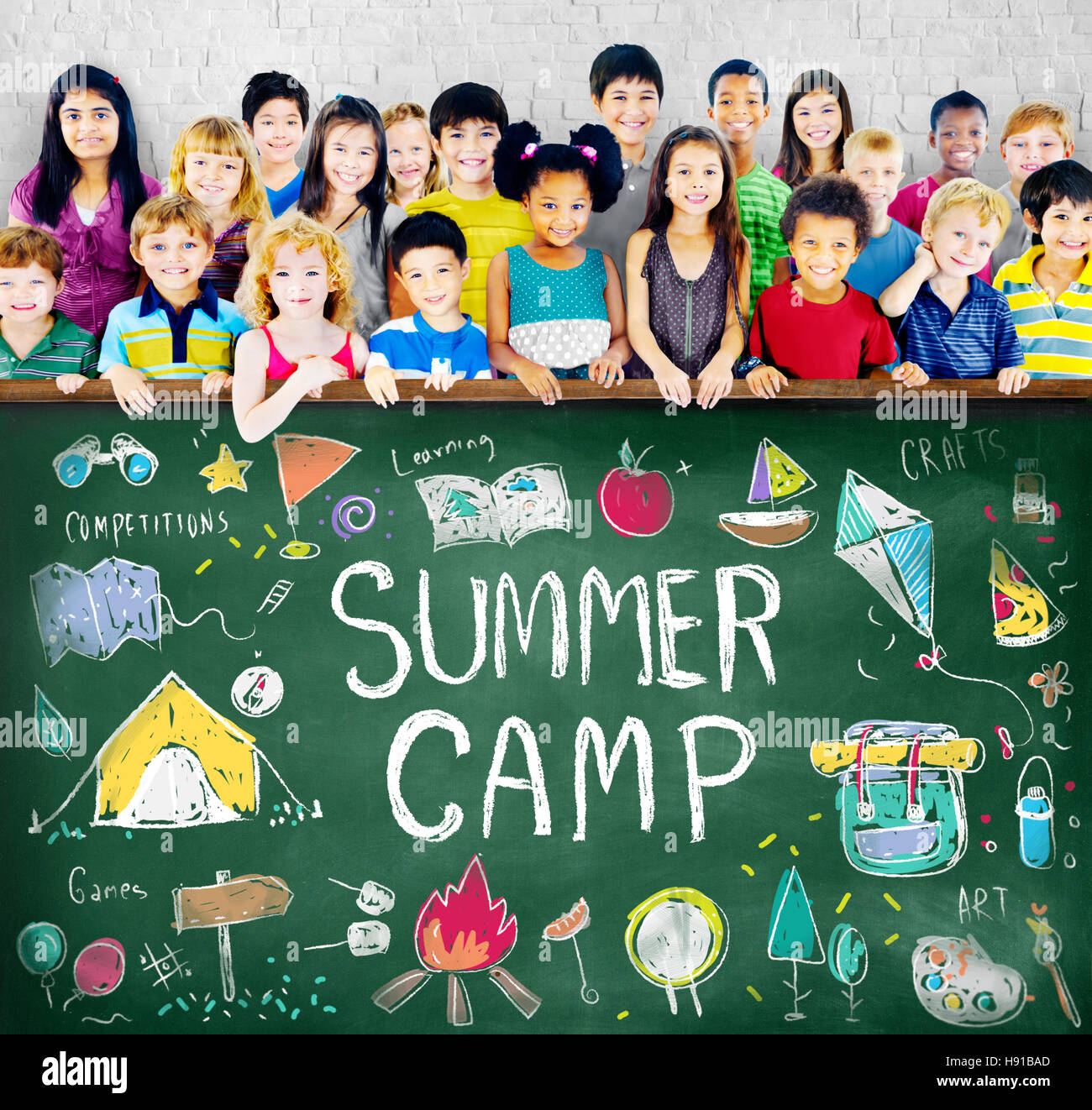 Summer Kids Camp Adventure Explore Concept Stock Photo - Alamy
