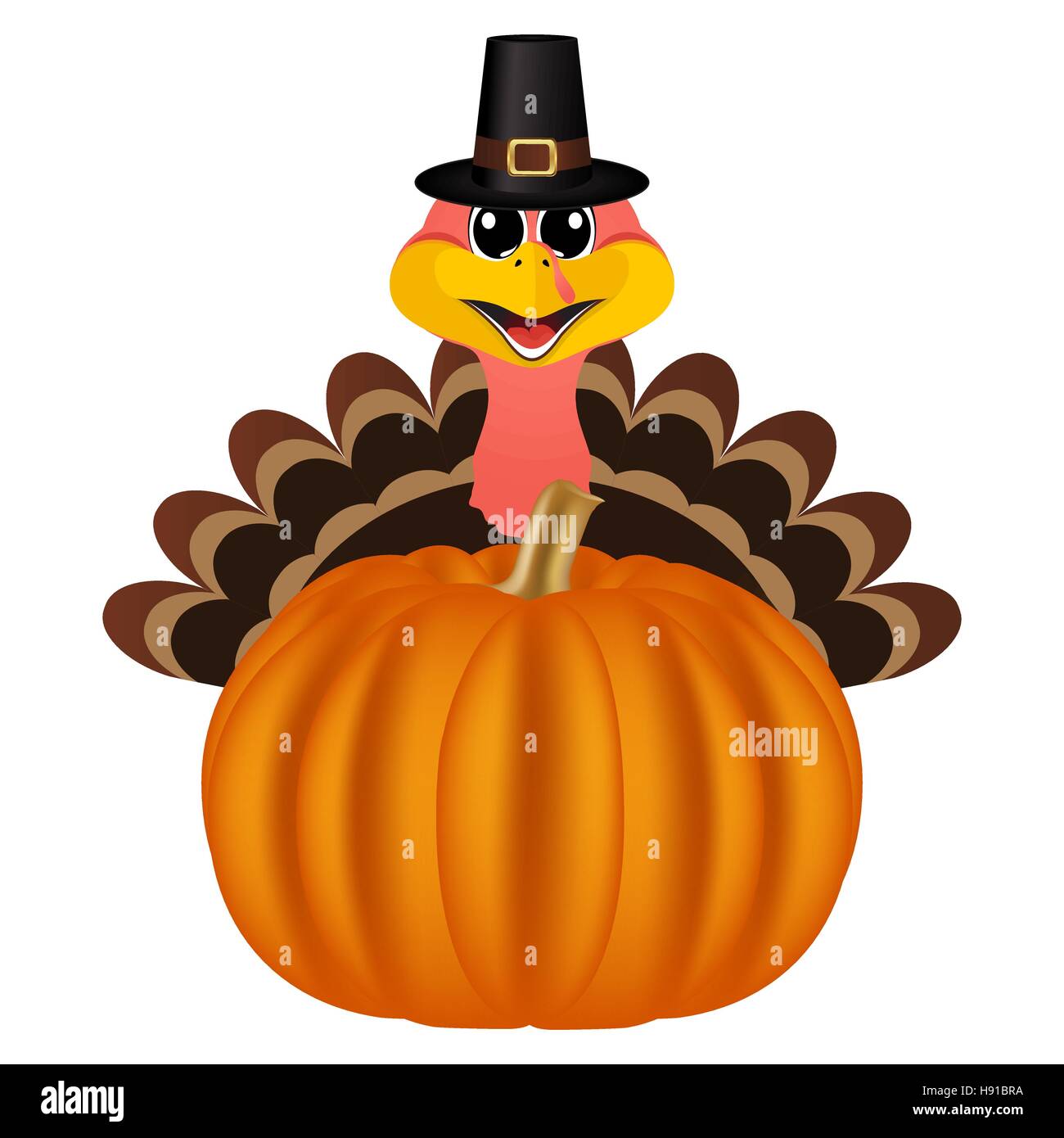 Cartoon thanksgiving pilgrim hat pumpkin Stock Vector Images - Alamy
