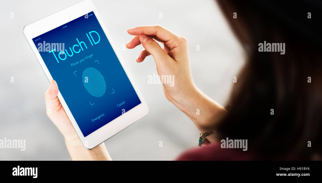 Touchscreen Lock Finger Scanner Concept Stock Photo - Alamy