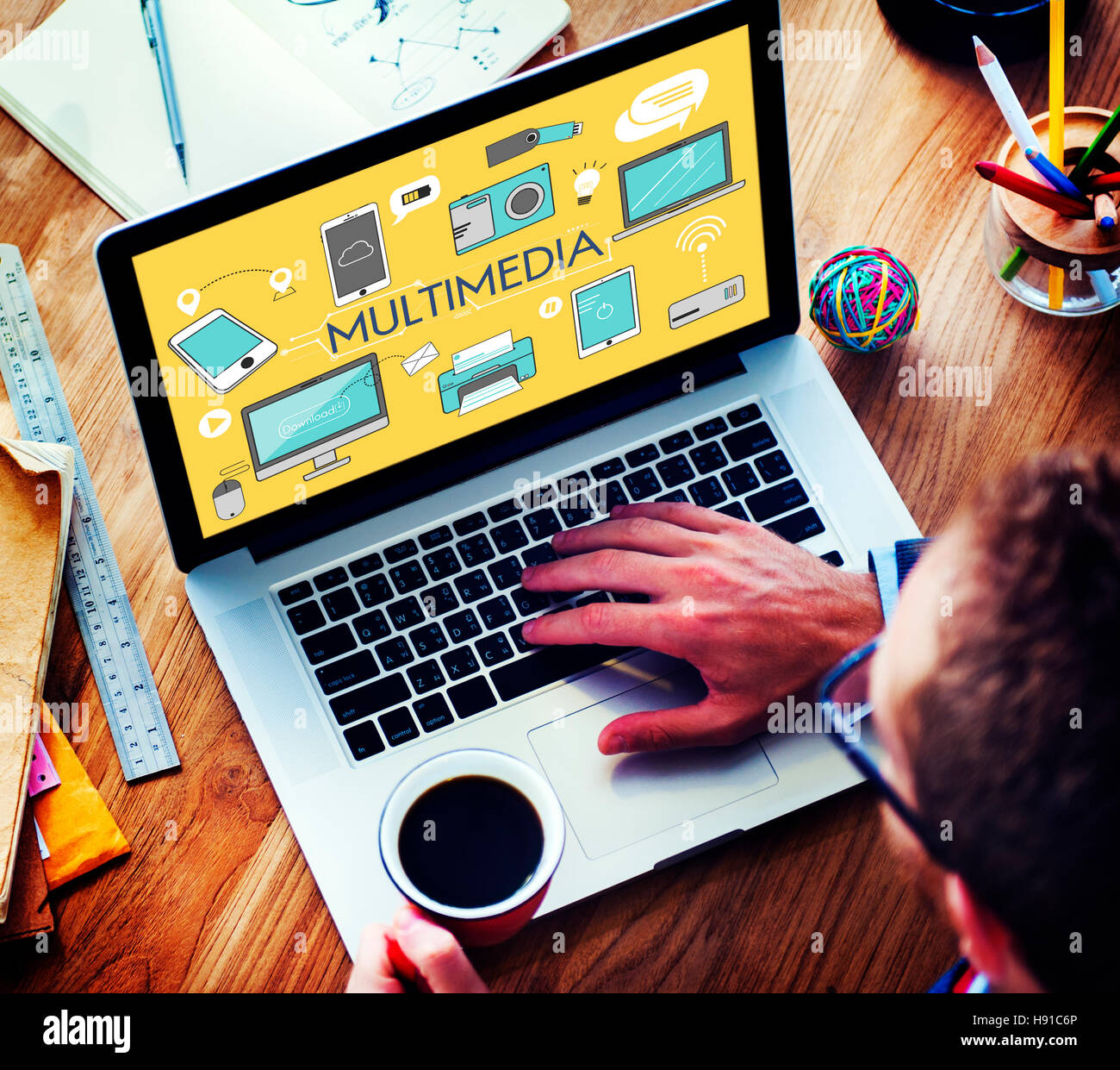 Multimedia Communication Connection Technology Devices Concept Stock ...