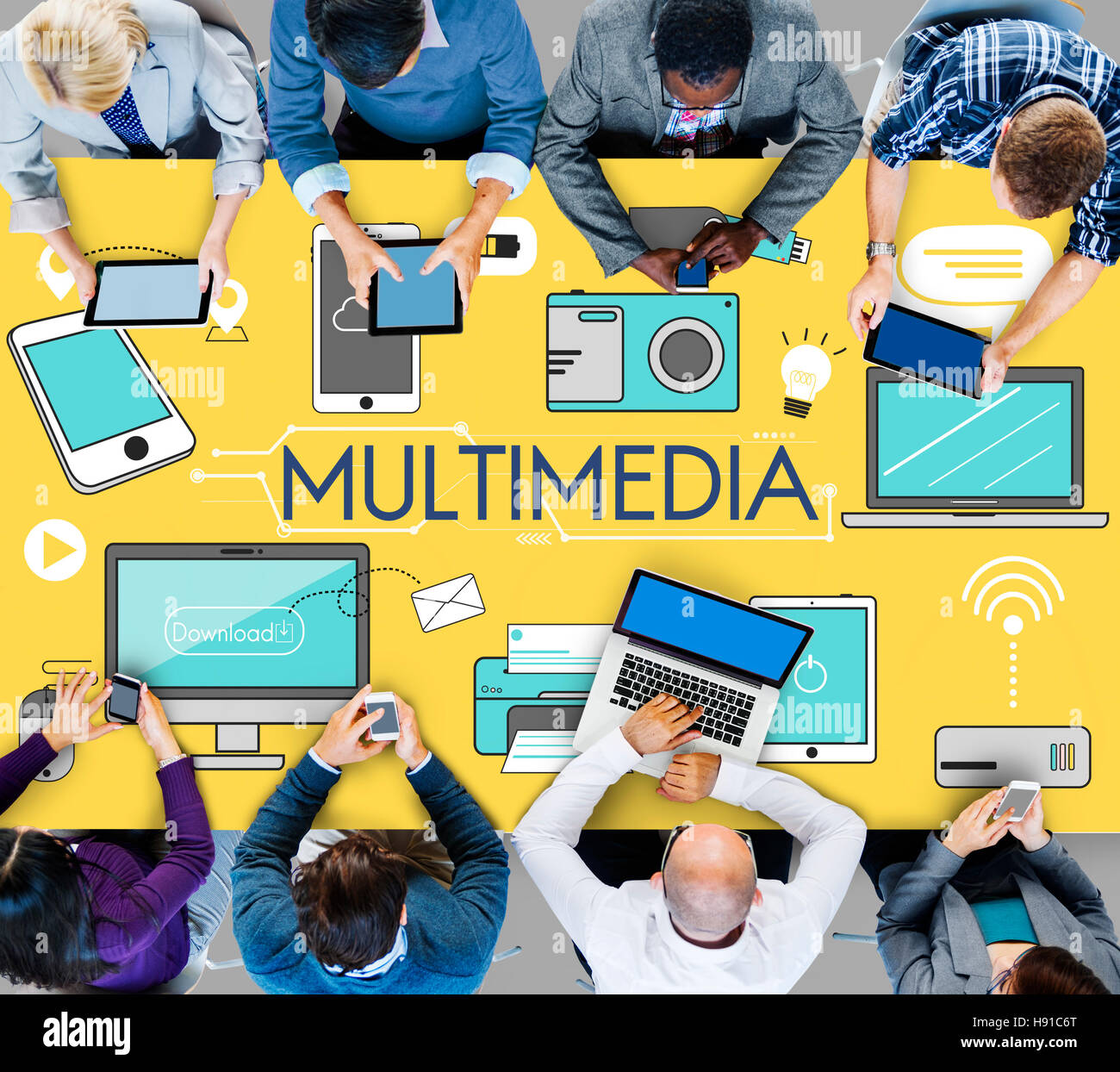 Multimedia Communication Connection Technology Devices Concept Stock ...