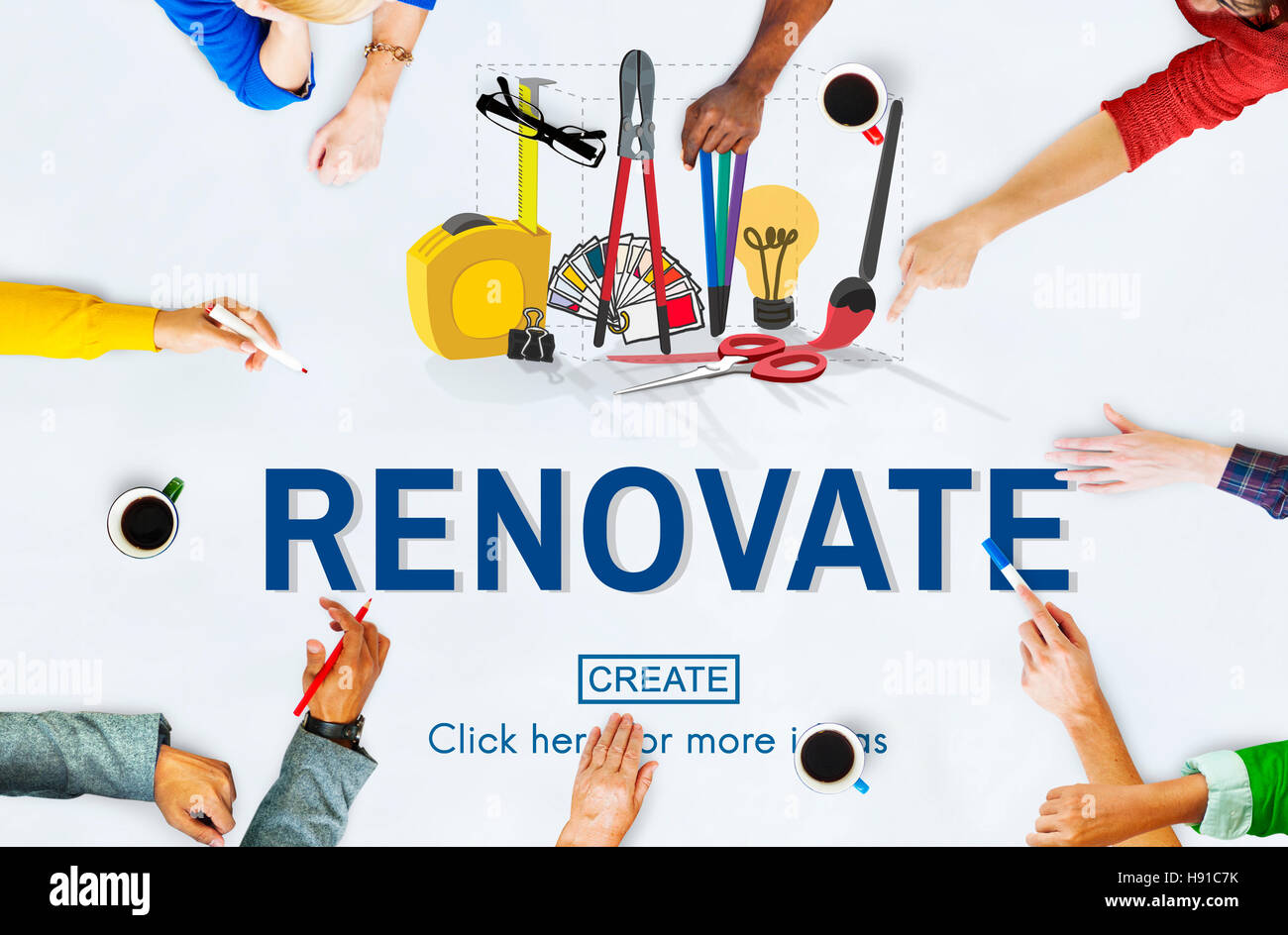 Renovate Renew Creativity Instrument Work Concept Stock Photo - Alamy