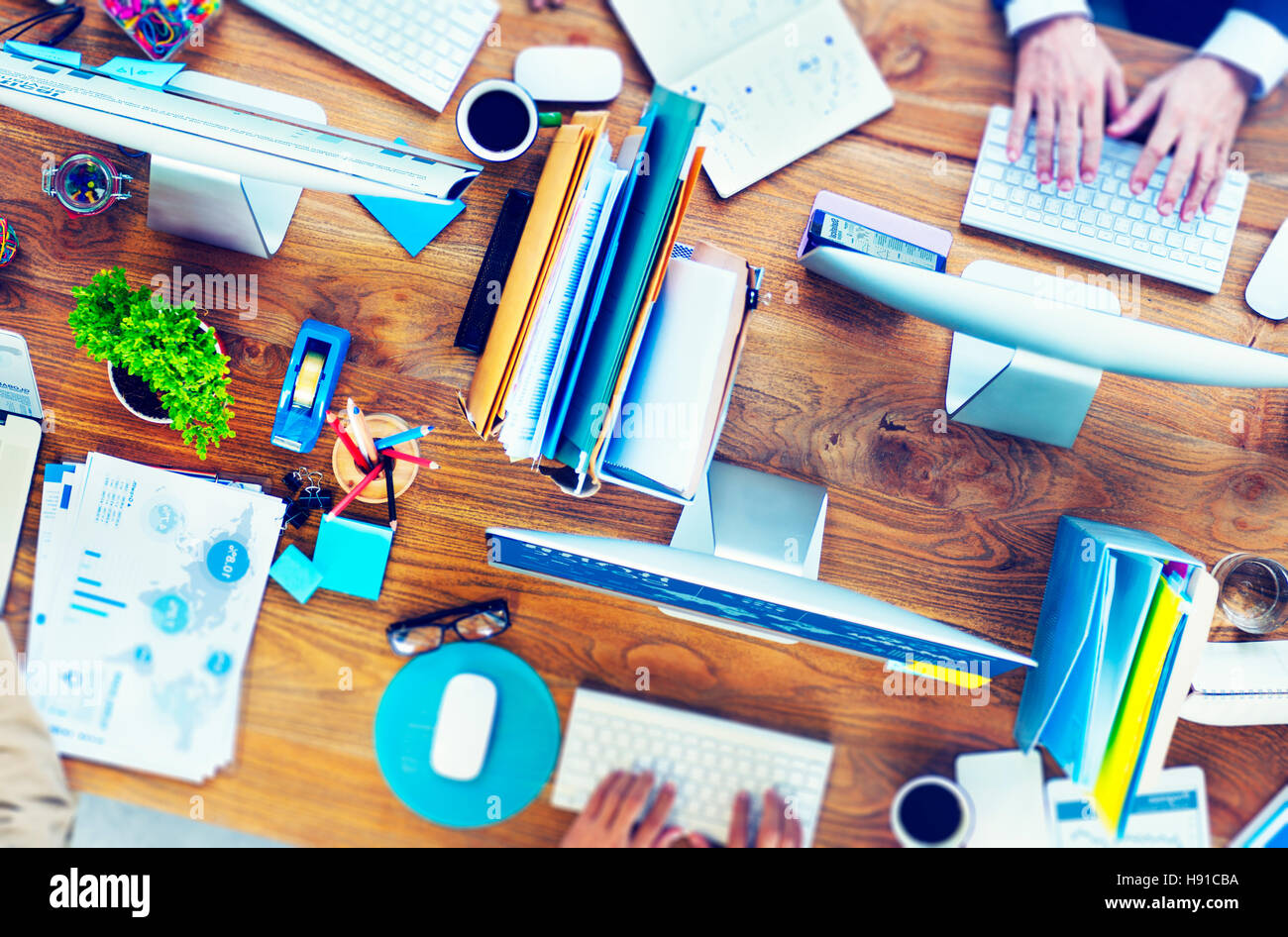 People Working Work Station Office Concept Stock Photo - Alamy