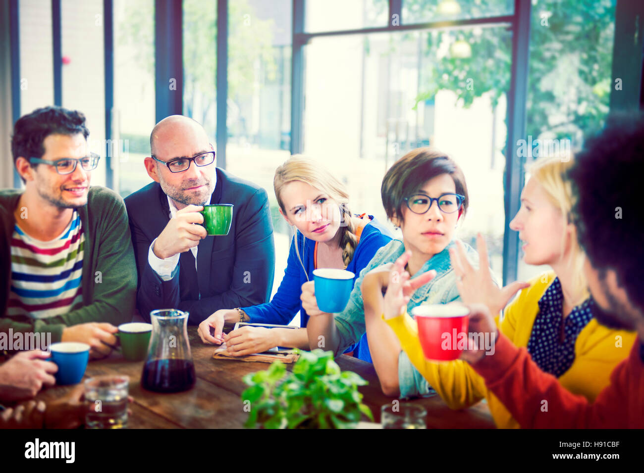 Group of People on Coffee Break Stock Photo - Alamy