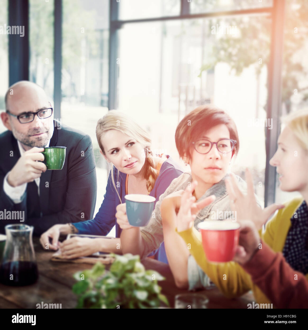 Group of People on Coffee Break Stock Photo - Alamy