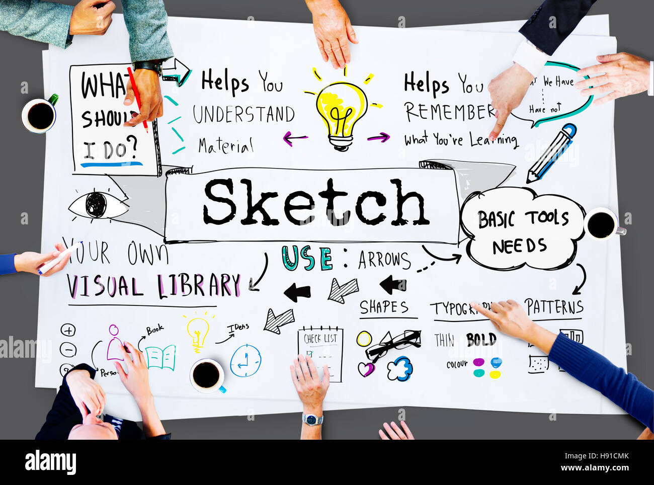 Sketch Notes Creative Drawing Design Graphic Concept Stock Photo - Alamy