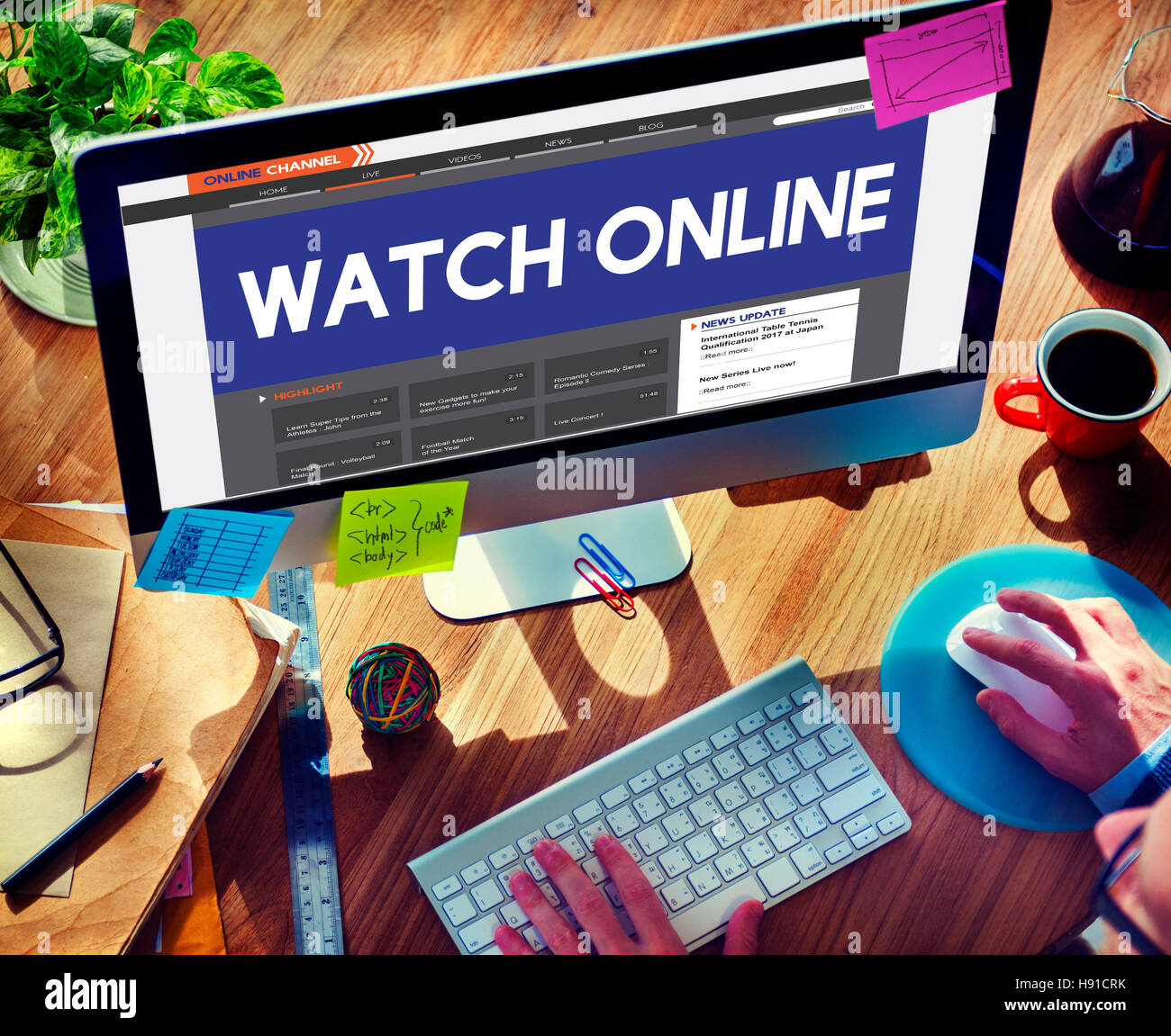 Live Broadcast Media News Online Concept Stock Photo - Alamy