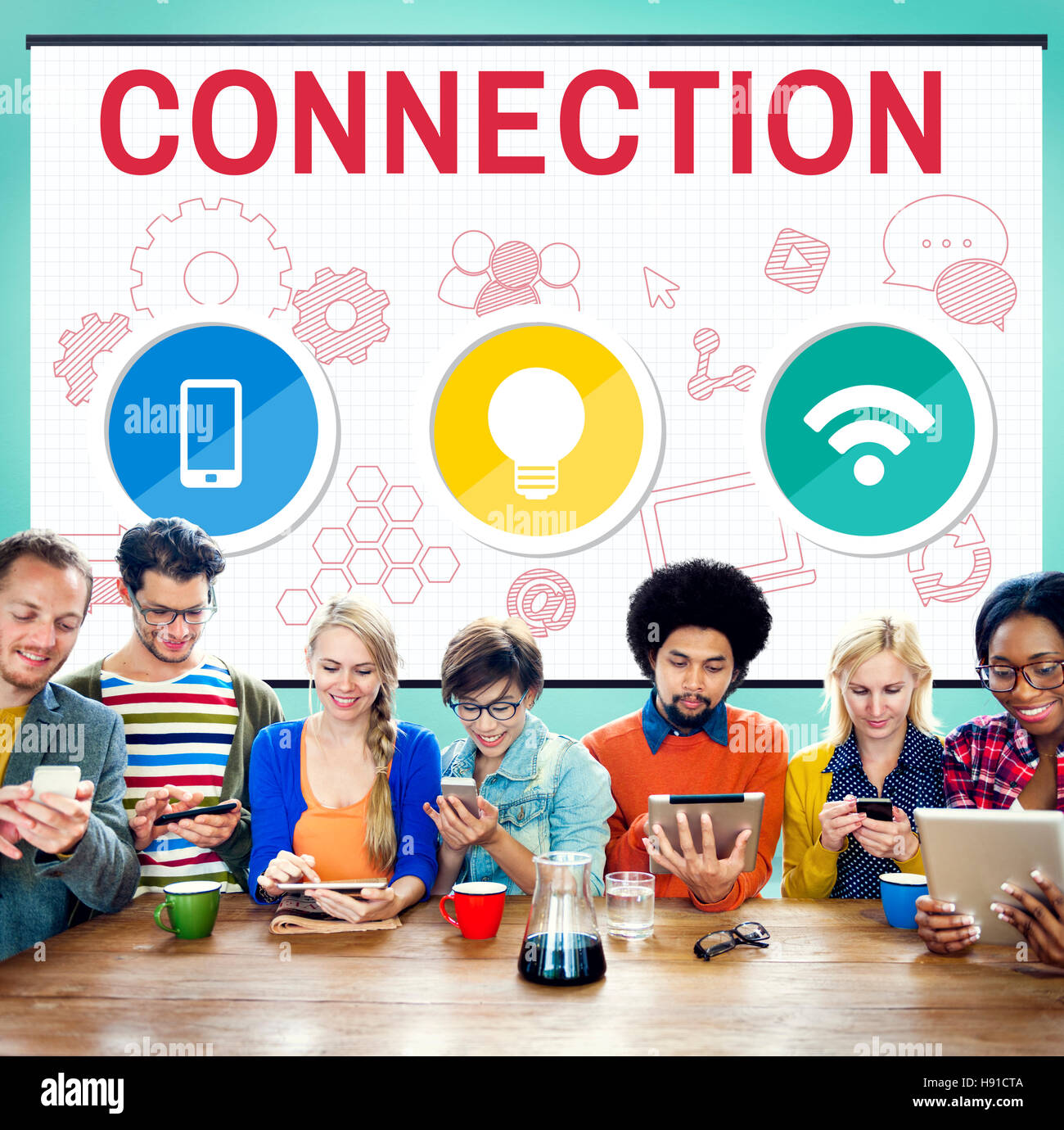 Technology Communication Icons Symbols Concept Stock Photo - Alamy