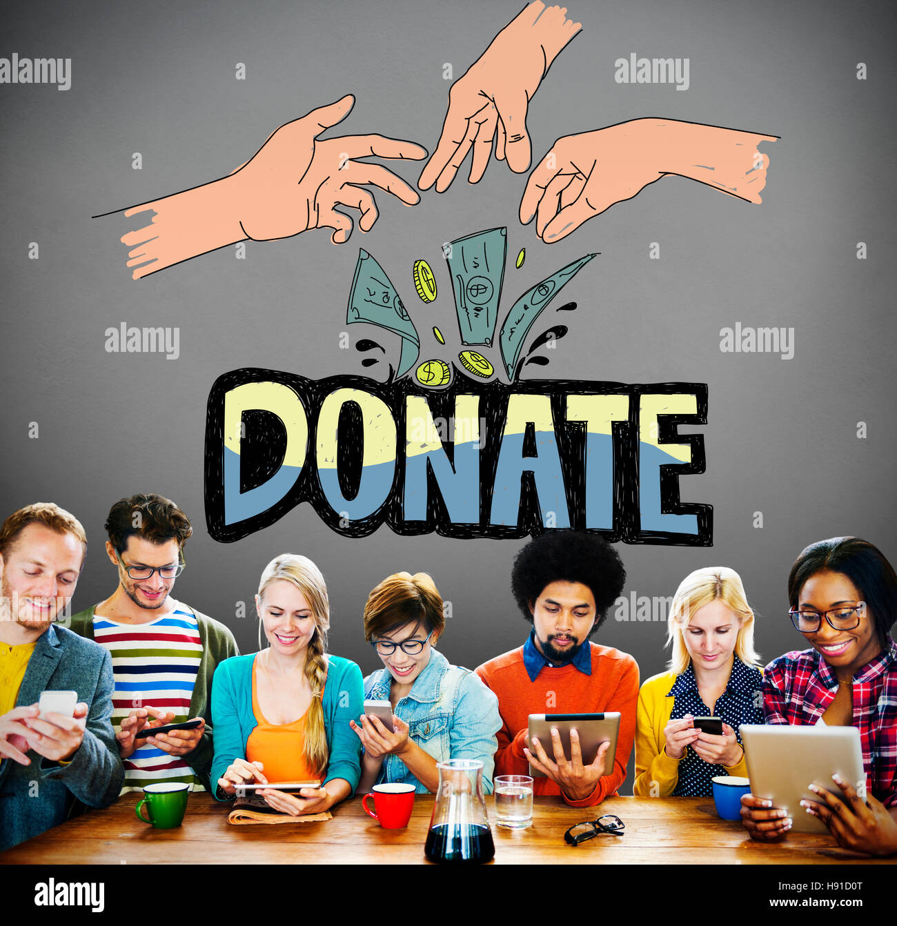Donate Money Charity Generous Hands Concept Stock Photo - Alamy