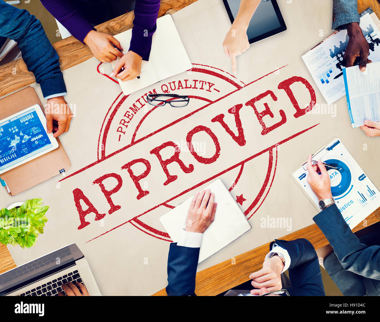 Approved Certified Business Stamp Concept Stock Photo - Alamy