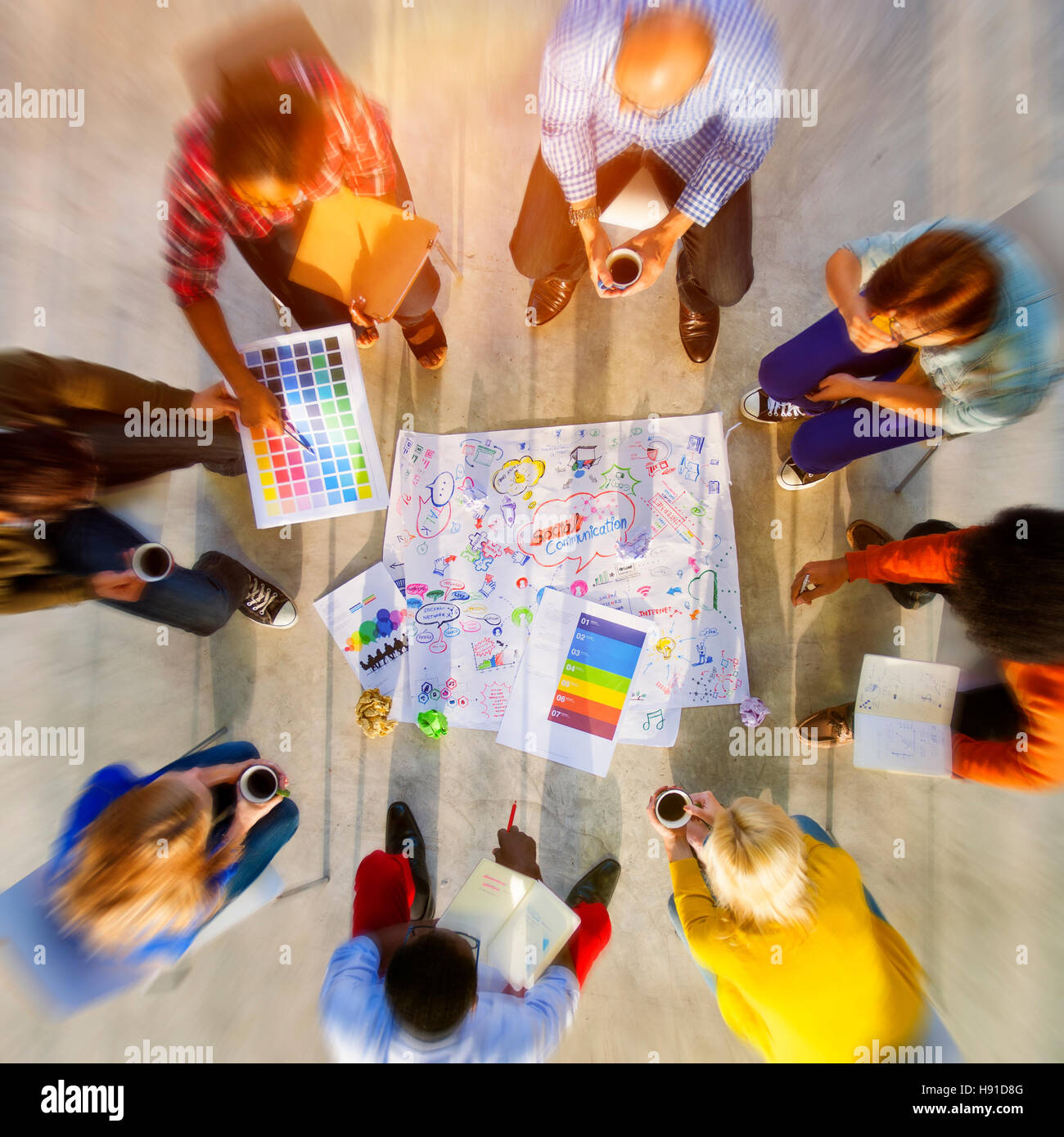 Design Team Planning on a Project with Color Swatches Concept Stock ...