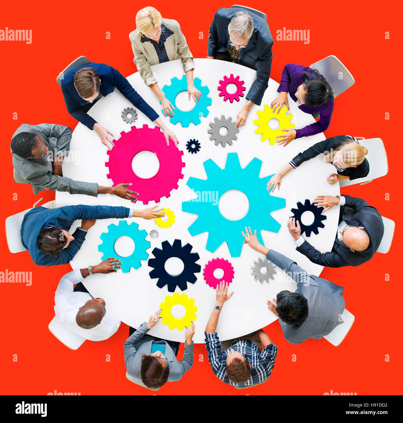 Gear Connection Corporate Team Teamwork Meeting Concept Stock Photo - Alamy