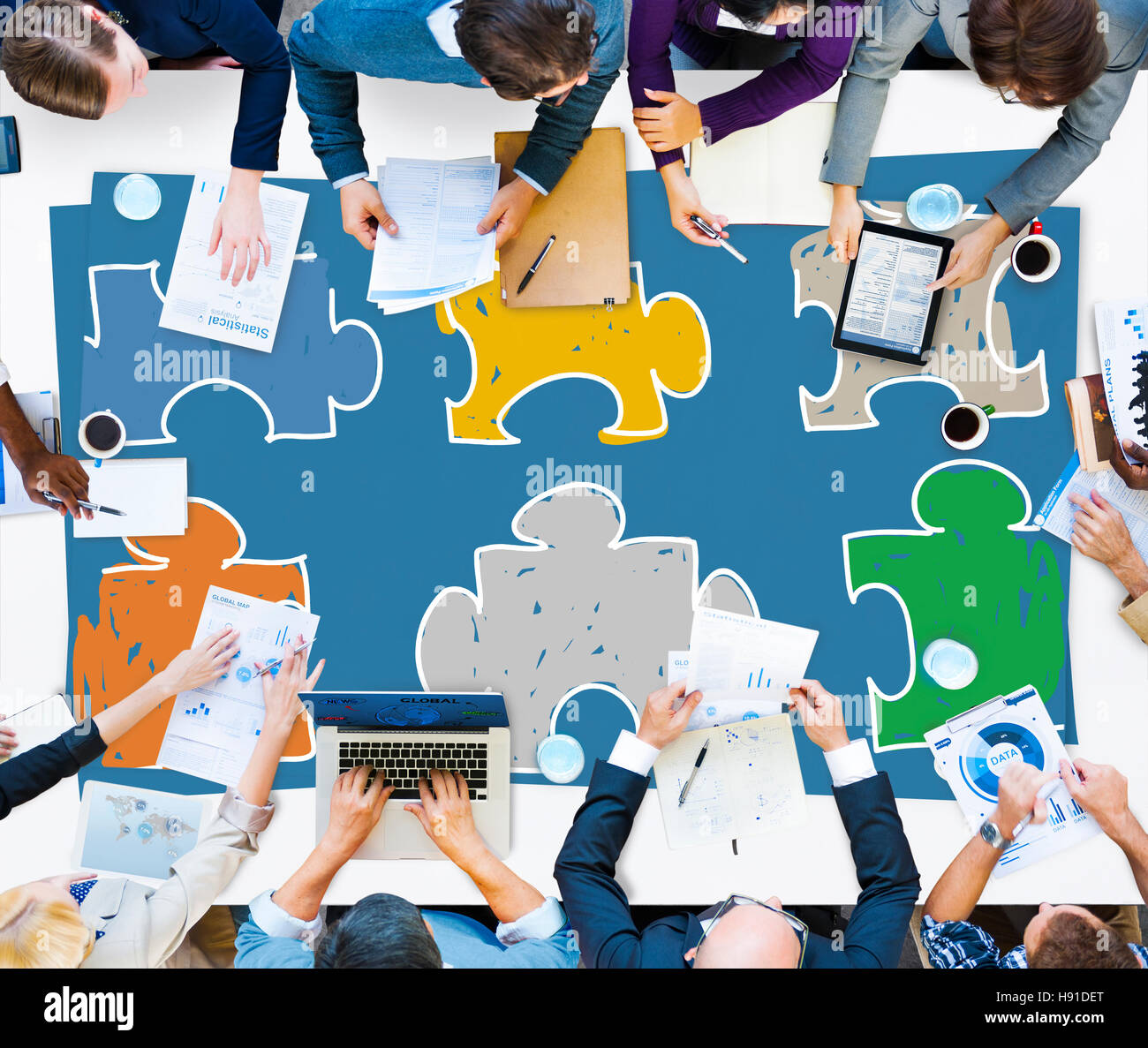 Jigsaw Puzzle Connection Corporate Team Teamwork Concept Stock Photo ...