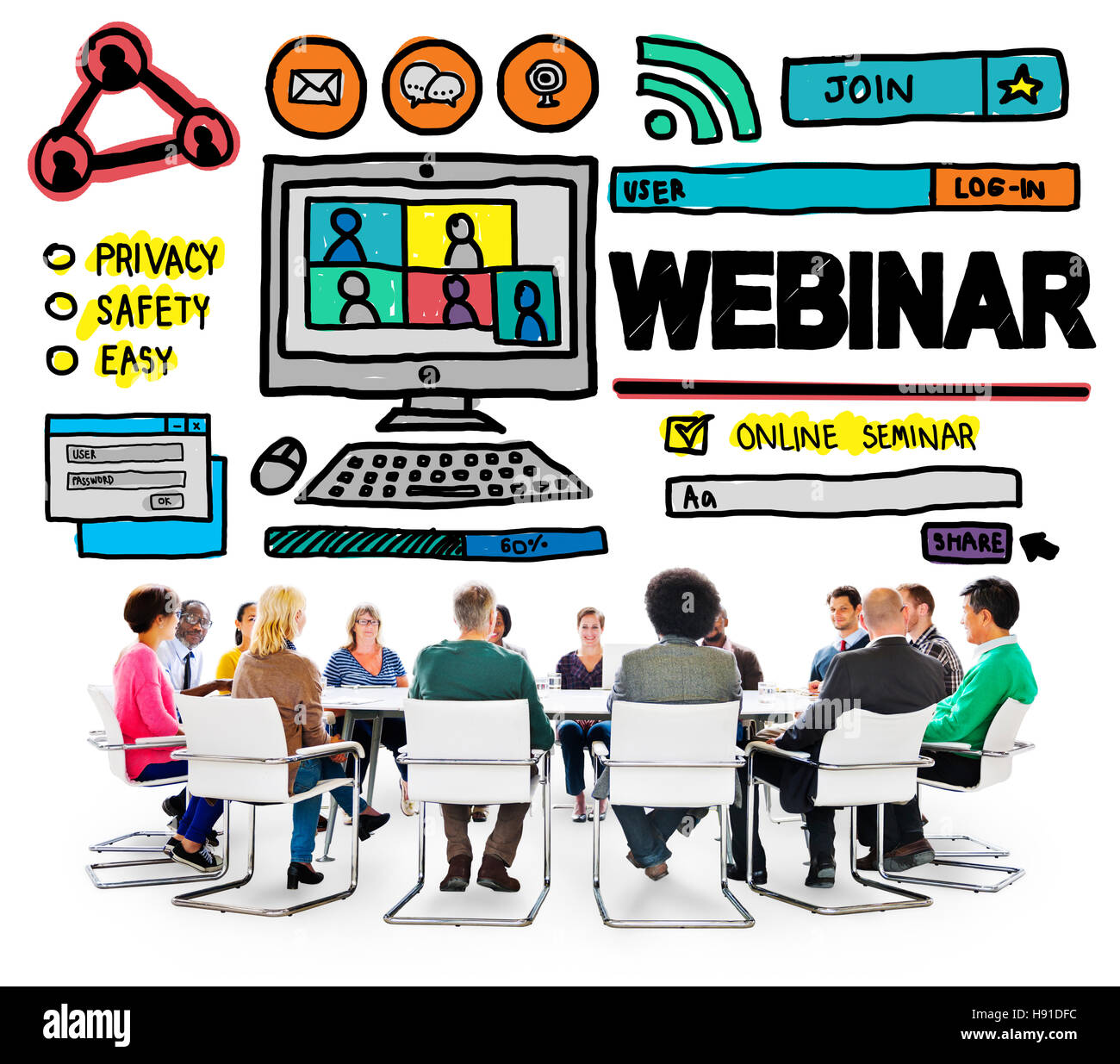 Webinar Online Seminar Global Conmmunications Concept Stock Photo - Alamy