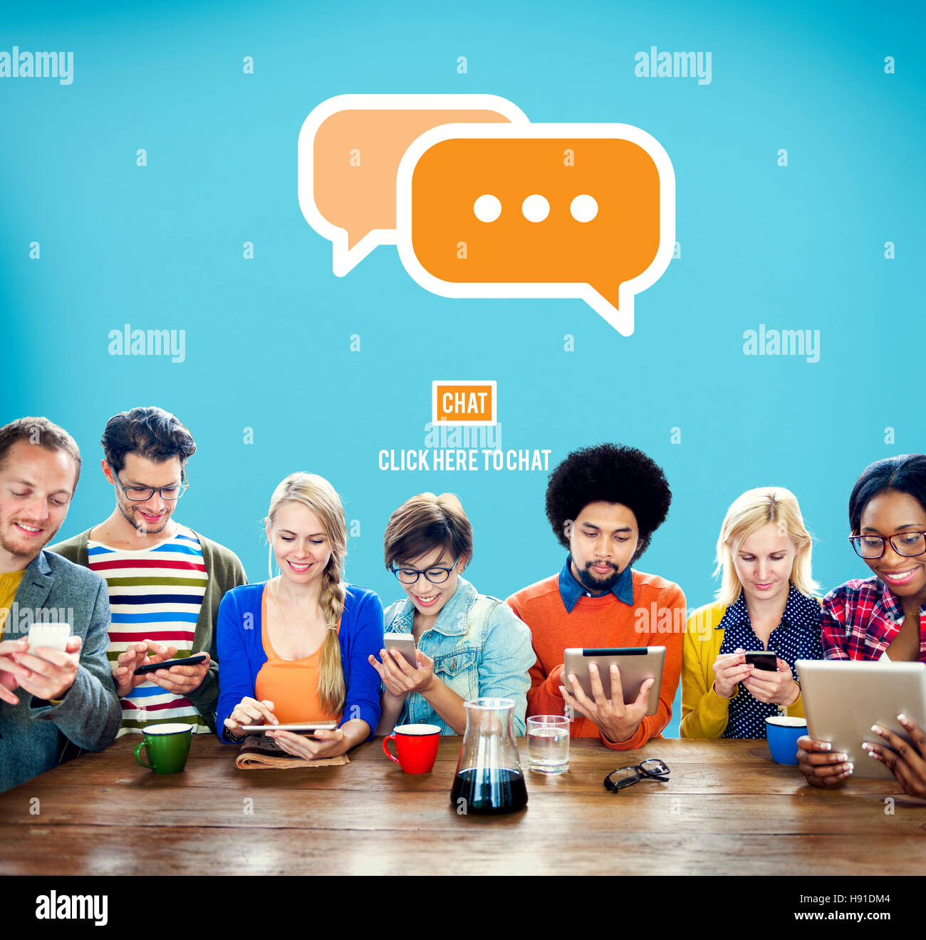 Communicate Socialize Talk Connect Technology Concept Stock Photo - Alamy