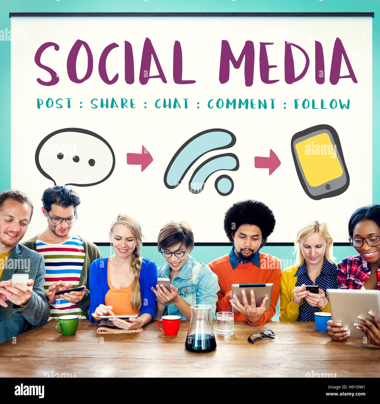 Social Media Communication Message Connecting Concept Stock Photo - Alamy
