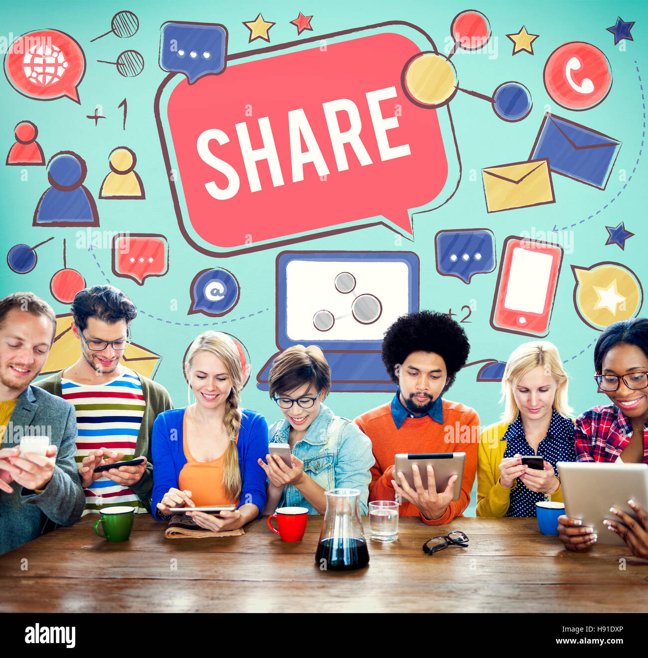 Share Sharing Portion Media Connection Feedback Concept Stock Photo - Alamy
