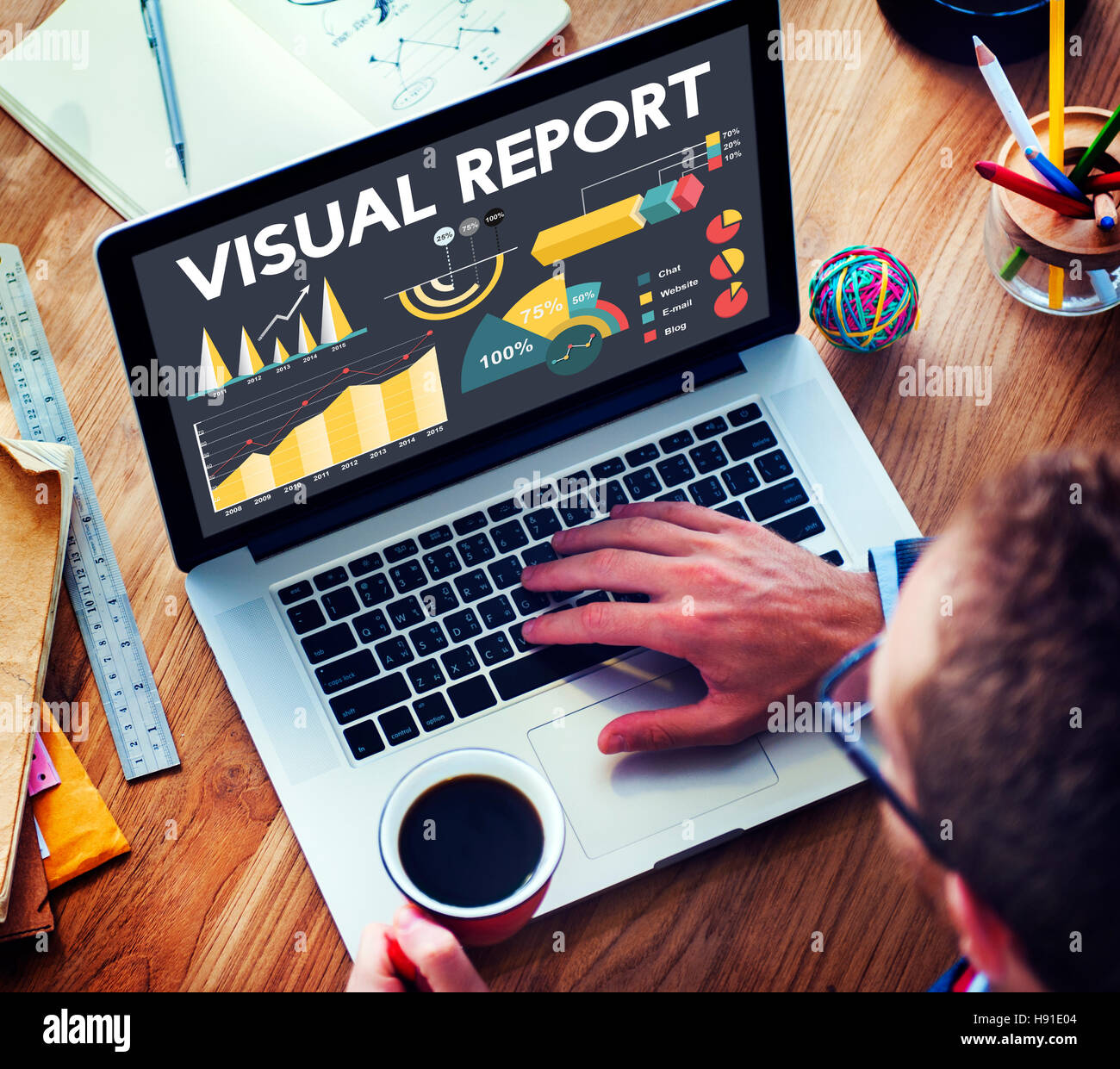 Visual Report Percentage Business Chart Concept Stock Photo - Alamy
