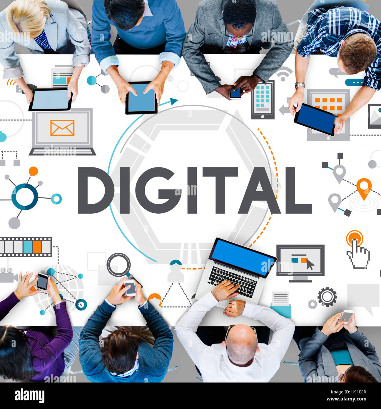 Digital Connection Electronics Devices Technology Concept Stock Photo ...