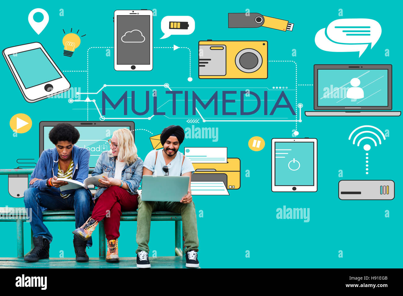 Multimedia Communication Connection Technology Devices Concept Stock ...