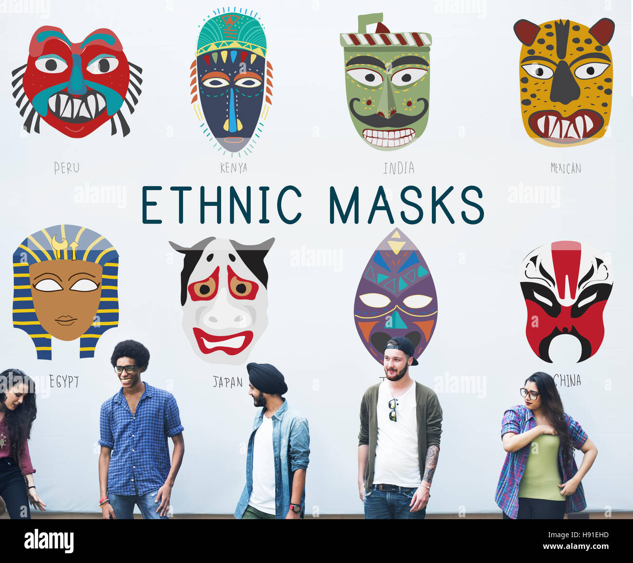 Cultural Traditional Masks Global Concept Stock Photo - Alamy